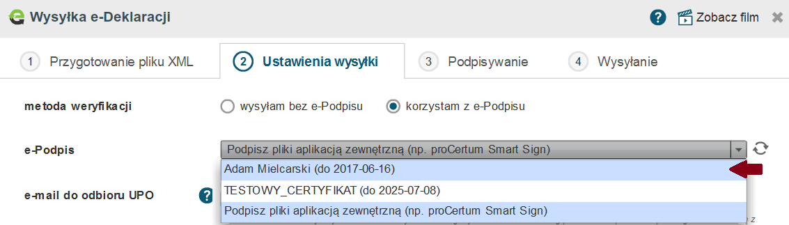 Podpis e-Deklaracji za pomocą aplikacji proCertum Smart Sign’