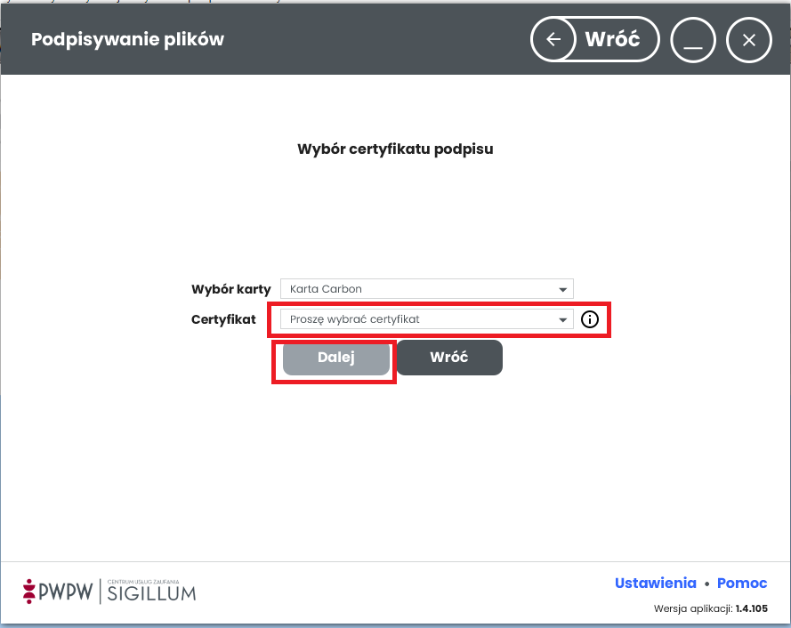 Podpis e-Deklaracji e-podpisem PWPW/Sigillum